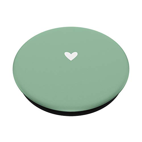 Cute Hand Drawn White Minimalist Heart Phone-12 Mint-Green PopSockets PopGrip: Swappable Grip for Phones & Tablets