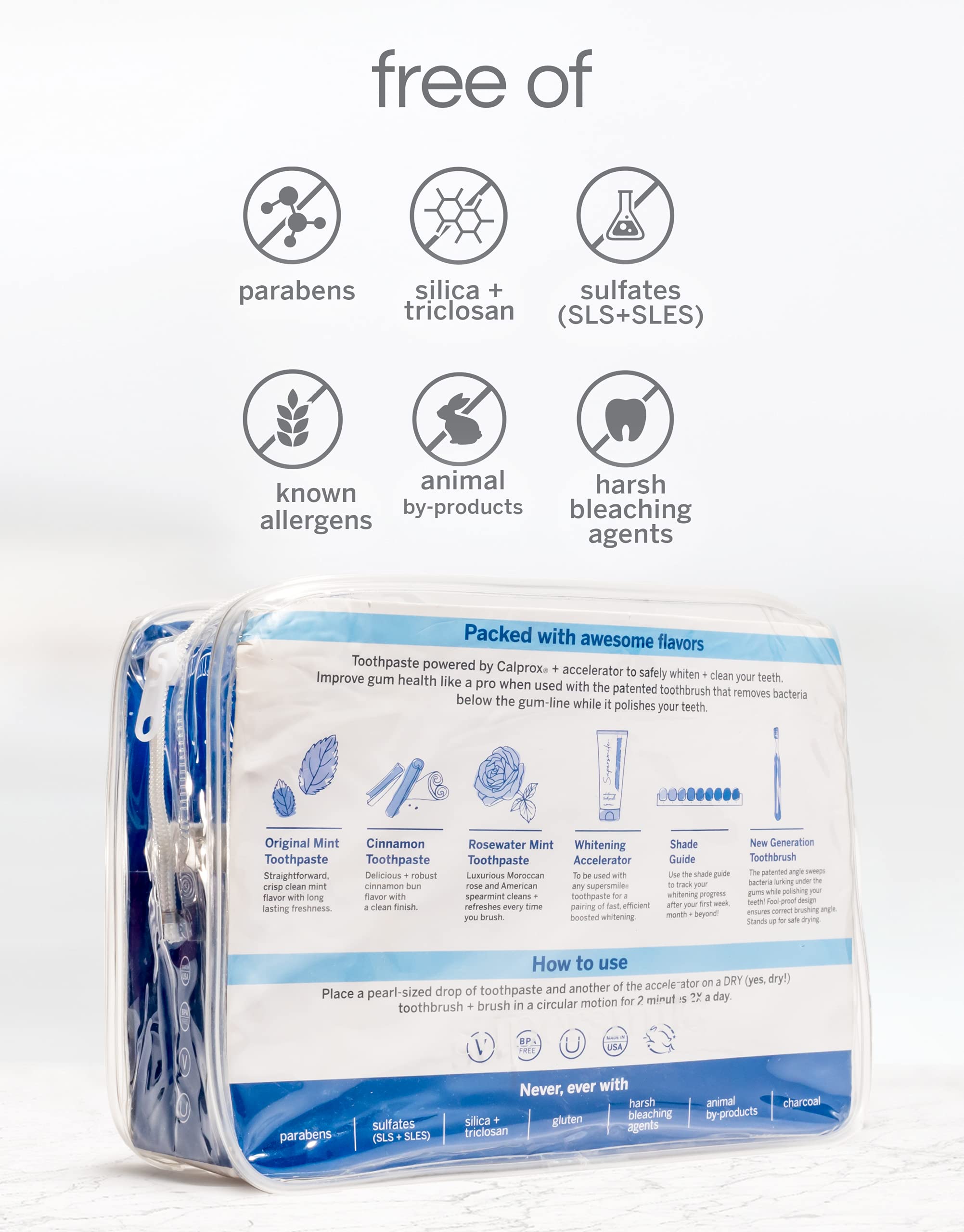 Supersmile Professional 4-Piece Flavor Sampler Kit w/ Whitening Toothpaste, Accelerator & Toothbrush