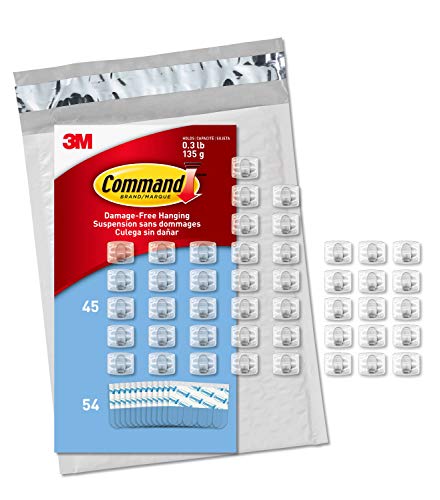 Command Utility Hooks Mega Pack, Medium, White, 20-Hooks (17001-MPES), Organize Damage-Free & Clear Mini Light Clips, 45 Clips, 54 Strips, Indoor Use