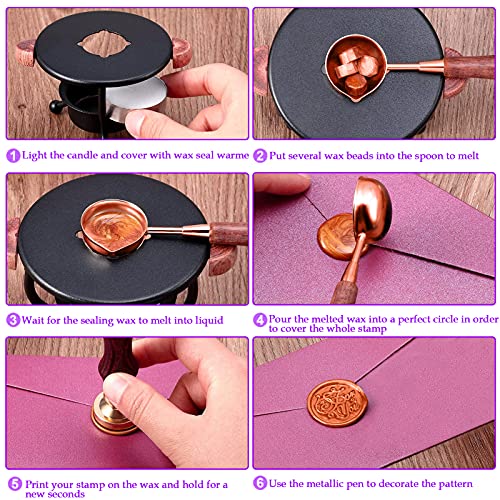 YIPLED Sealing Wax Kit, 728 Pcs Wax Seal Stamp Kit with 24 Color Wax Seal Beads, 2 Pens, Wax Seal Warmer, Wax Stamp Spoon and Candles for Gift & Envelope Sealing, Wedding Invitation