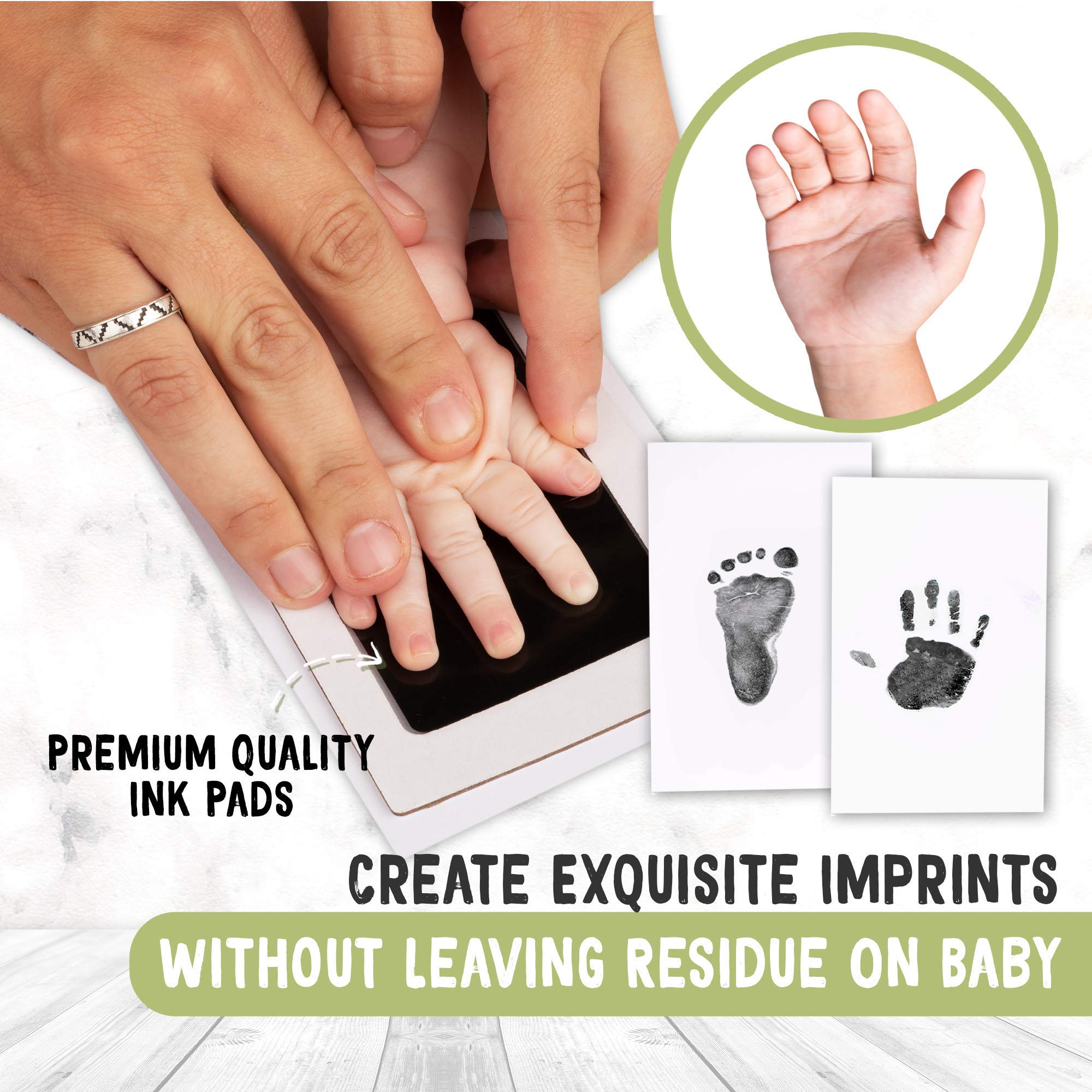 Pregnancy Journal And Baby Footprint & Handprint Inkless Ink Pad Bundle - 80 Pages Hard Cover Pregnancy Book For Mom To Be Gift - 2-Pack Clean Touch Hand and Foot Print Keepsake Ink Pads