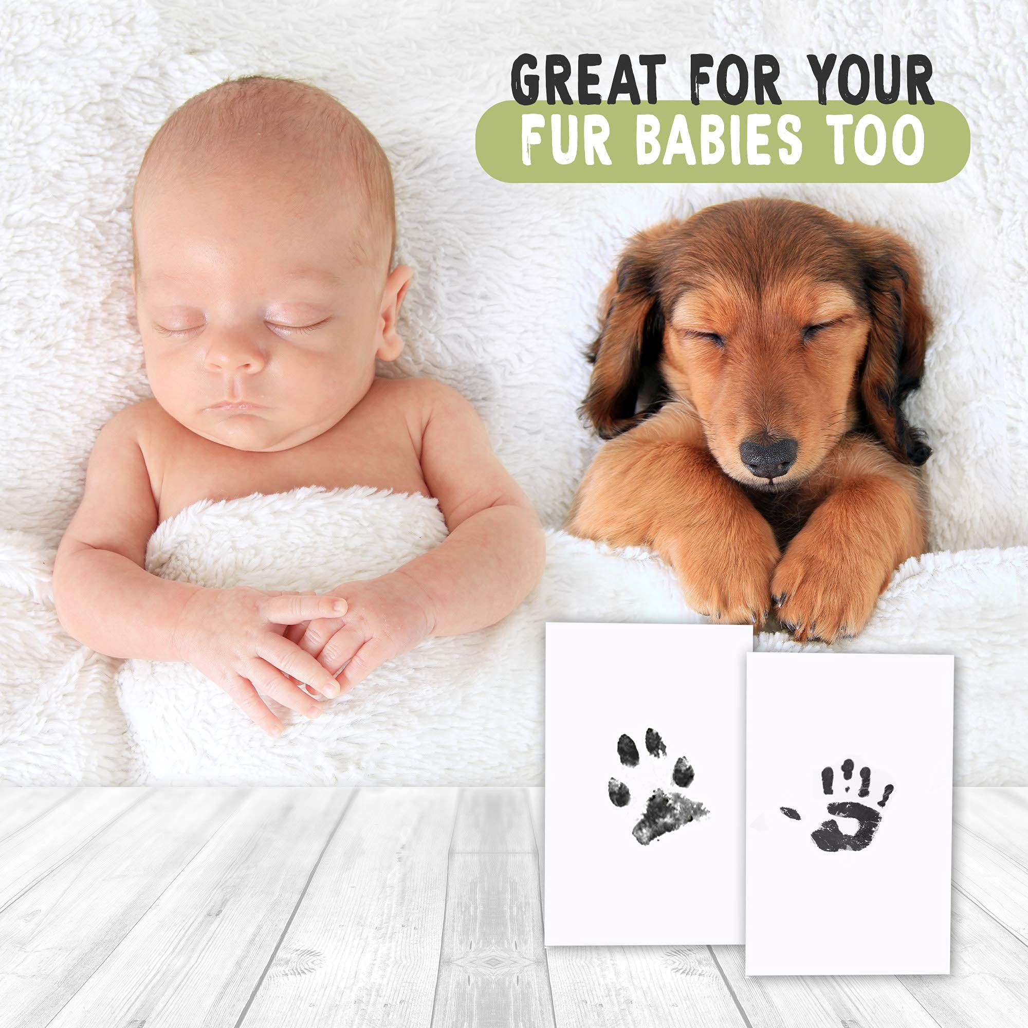 Pregnancy Journal And Baby Footprint & Handprint Inkless Ink Pad Bundle - 80 Pages Hard Cover Pregnancy Book For Mom To Be Gift - 2-Pack Clean Touch Hand and Foot Print Keepsake Ink Pads