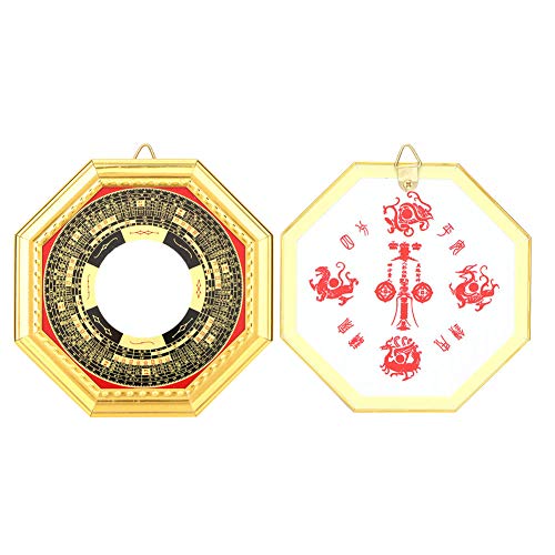 Feng Shui Convex, Reliability Wood Portable Chinese Feng Shui Mirror for Home Business Lucky(13.5cm Diameter Convex Mirror)