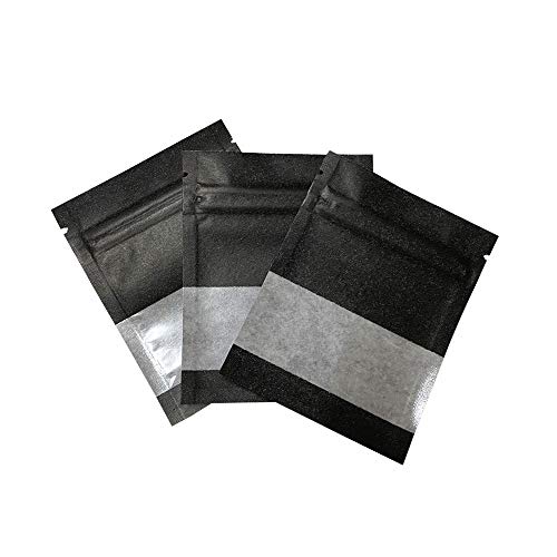 100 Pack Black Kraft Paper Resealable Bags with Clear Window Heat Seal Airtight Pouch for Zip Food Storage Lock Coffee Snack Packaging 3.5x5.1 inch (Inner Size 3.1x3.9 inch)