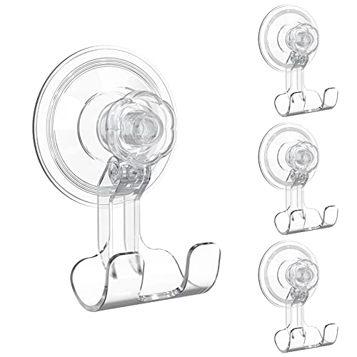 Teletrogy Shower Razor Holder, 4Pack Heavy Duty Adhesive Hooks Damage Free Shower Hooks DIY Assemble, Waterproof Razor Suction Cup Holder for Bathroom, Kitchen, Shaver, Towel, Loofah, Christmas Wreath