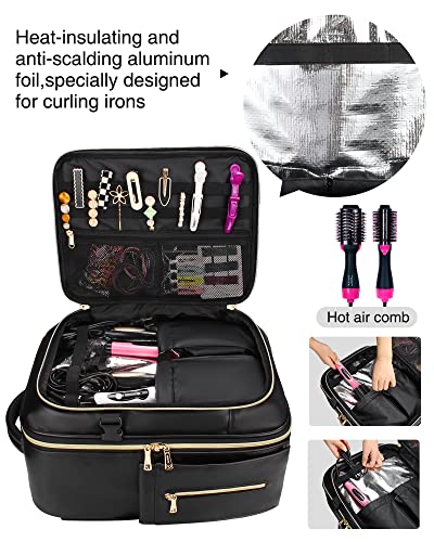 Relavel Makeup Backpack, Professional Makeup Bag for Backpack, Extra Large Travel Train Case, Cosmetic Organizer for Women, Makeup Artist Travel Case with Adjustable High Dividers(Black)
