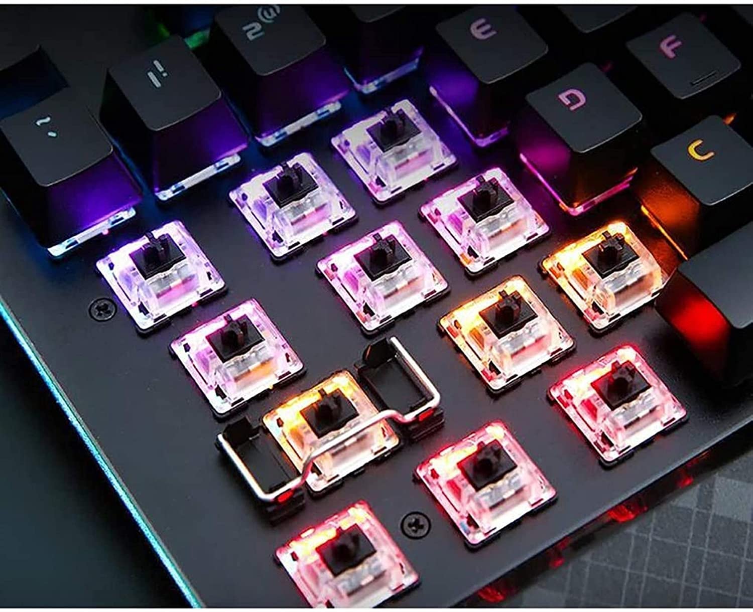 RGB Backlit Membrane Gaming Keyboard with Multimedia Keys, Linear Mechanical-Feel Switch, Dedicated Media Control,not Detachable Wrist Rest