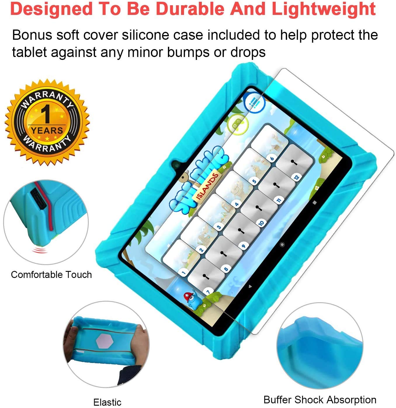 Contixo Kids Tablet V8, 7-inch HD, Ages 3-7, Toddler Tablet with Camera, Parental Control - Android 11, 16GB, WiFi, Learning Tablet for Children, 50+ Disney Storybooks Apps and Kid-Proof Case, Blue