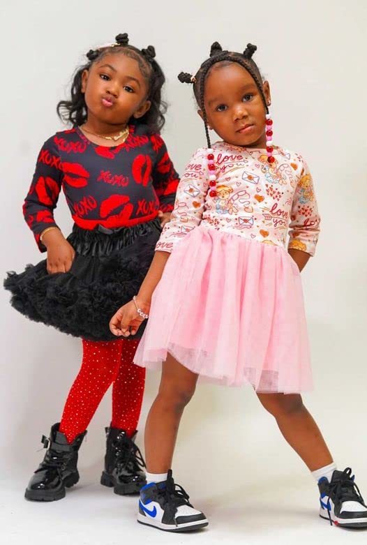 Unique Baby Girls Valentines Day Kisses Lips Tutu Dress (4Y, Red)