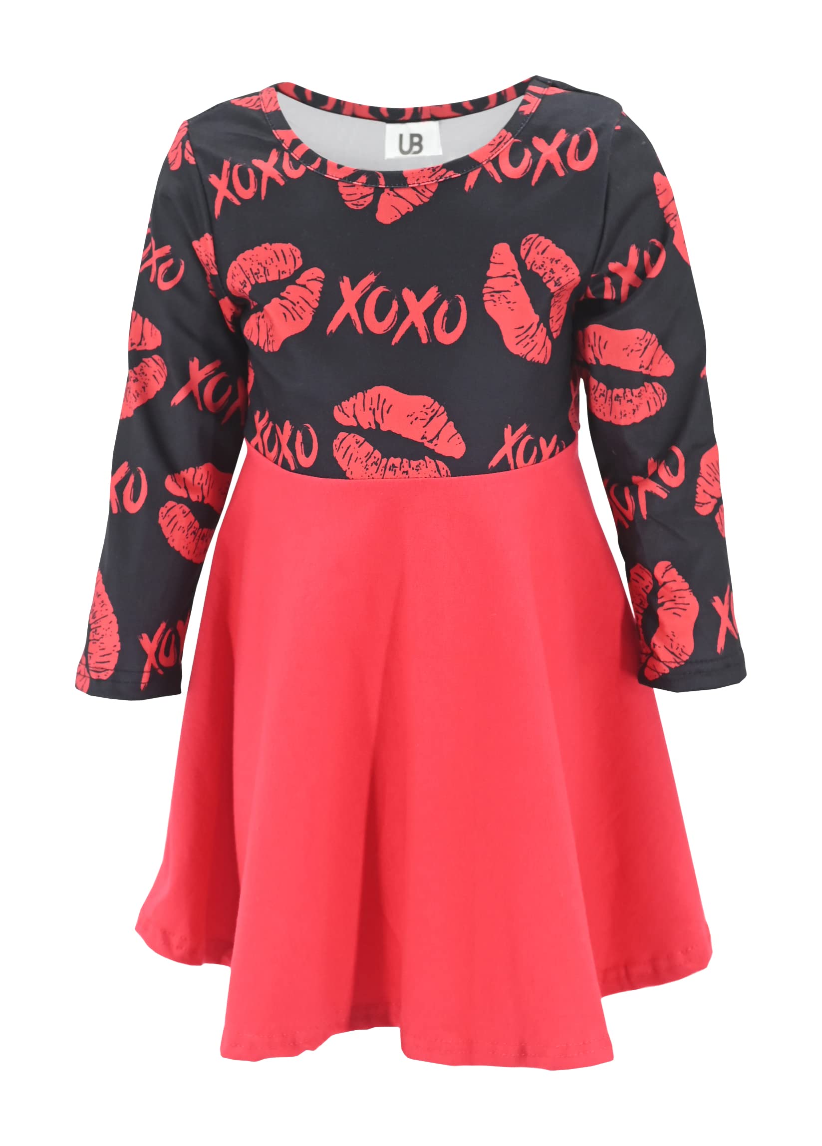 Unique Baby Girls Valentines Day Kisses Lips Tutu Dress (4Y, Red)