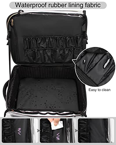 Relavel Makeup Backpack, Professional Makeup Bag for Backpack, Extra Large Travel Train Case, Cosmetic Organizer for Women, Makeup Artist Travel Case with Adjustable High Dividers(Black)