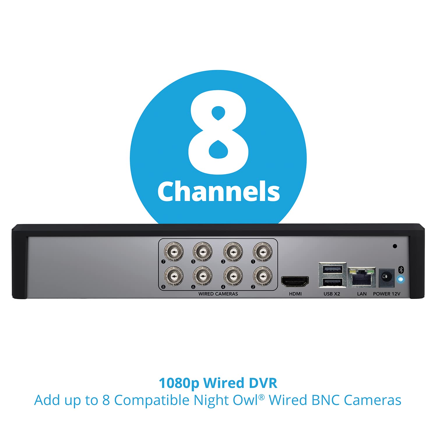 Night Owl 8 Channel Bluetooth Video Home Security Camera System with (8) Wired 1080p HD Indoor/Outdoor Spotlight Cameras with Audio and 1TB Hard Drive