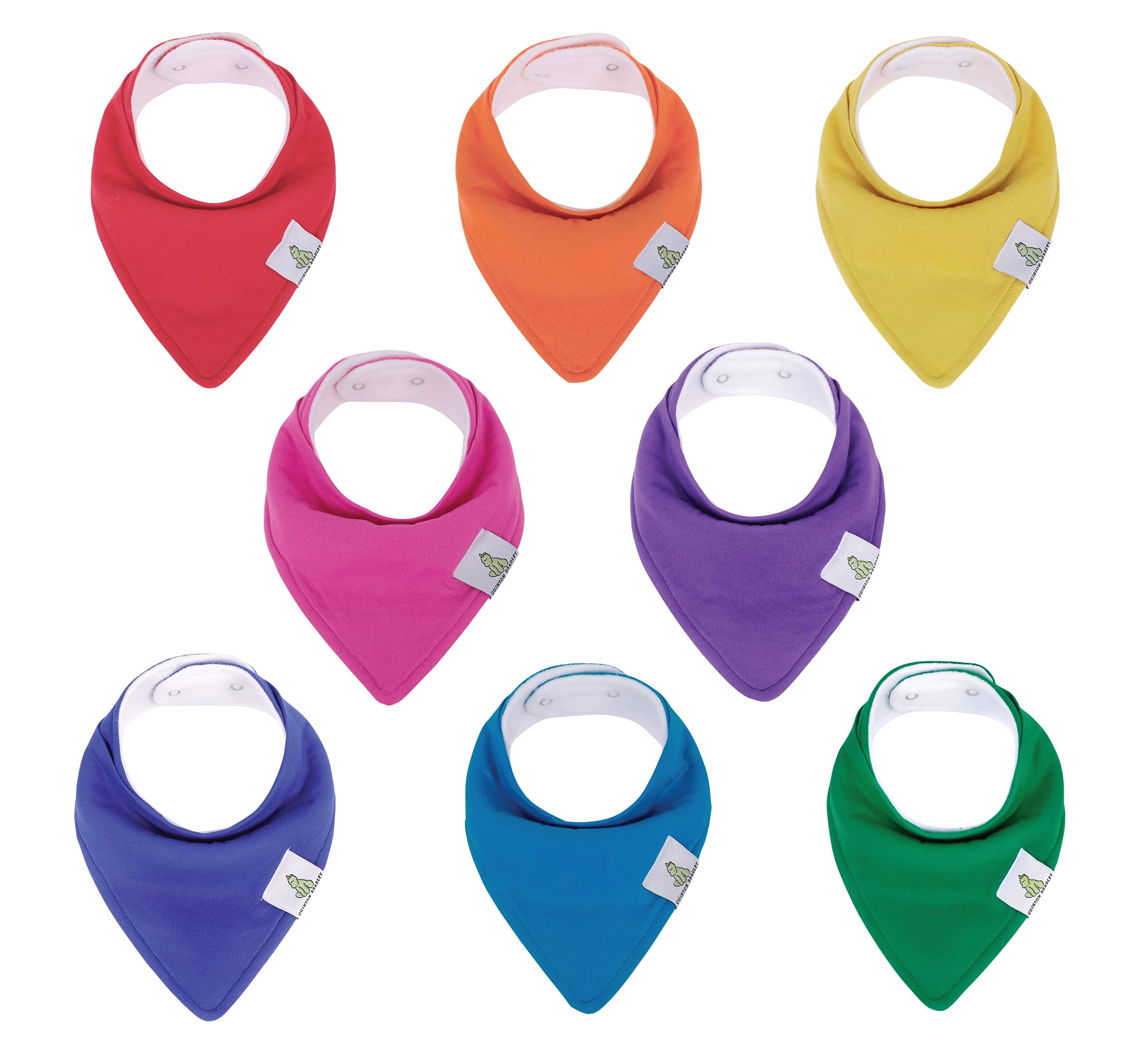 Quinton Bradley 8 Pack Baby Bandana Drool Bib Gift Set, Infants and Teething Toddlers Solid Color Bundle (Rainbow)