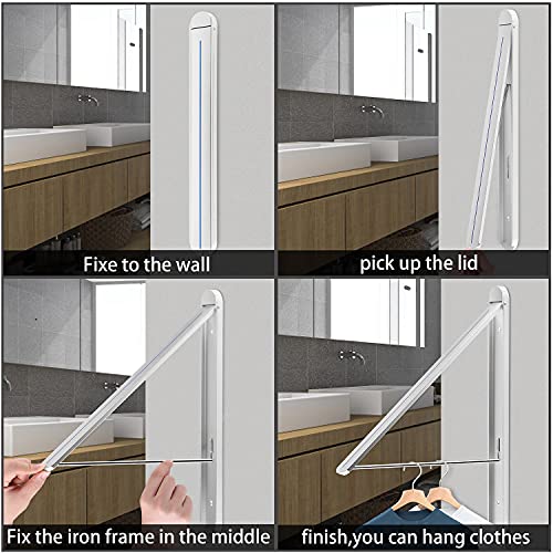 Ithywat Clothes Drying Rack,Wall Mounted Clothes Hanging Rack,Retractable Folding Hanger,Laundry Room Organization,Drying Racks for Laundry,Bathroom,Garage,Indoor&Outdoor Aluminum1pcs