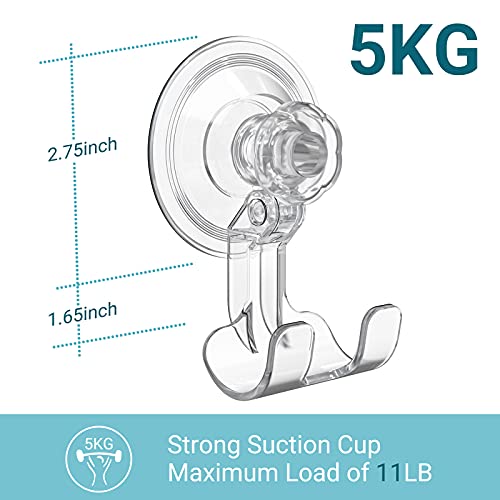 Teletrogy Shower Razor Holder, 4Pack Heavy Duty Adhesive Hooks Damage Free Shower Hooks DIY Assemble, Waterproof Razor Suction Cup Holder for Bathroom, Kitchen, Shaver, Towel, Loofah, Christmas Wreath