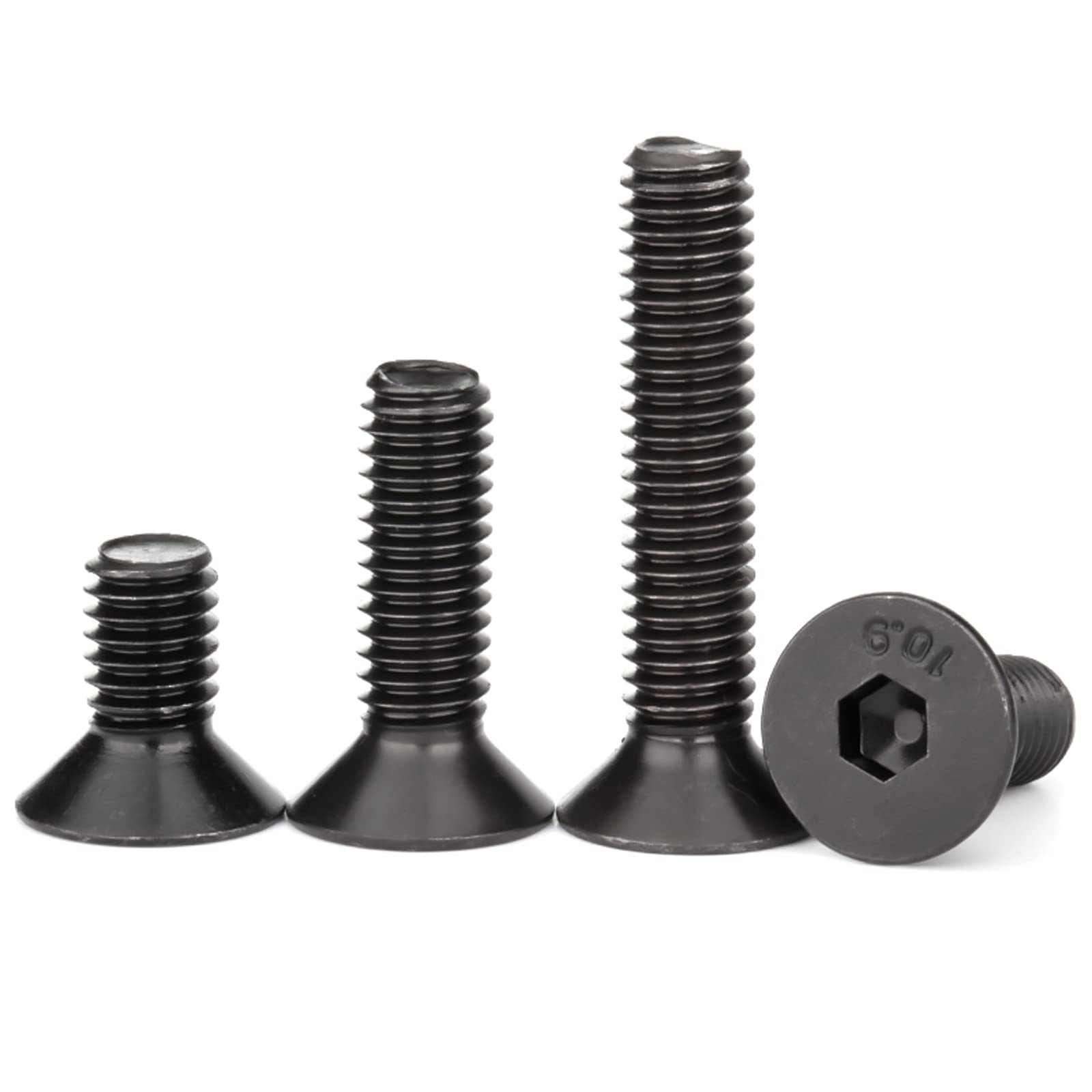 M10-1.5 x 70mm Flat Head Socket Cap Screws,Alloy Steel Grade 10.9, DIN 7991,Black Oxide, Allen Hex Drive,Hex Socket Drive, Fully Thread 4Pcs