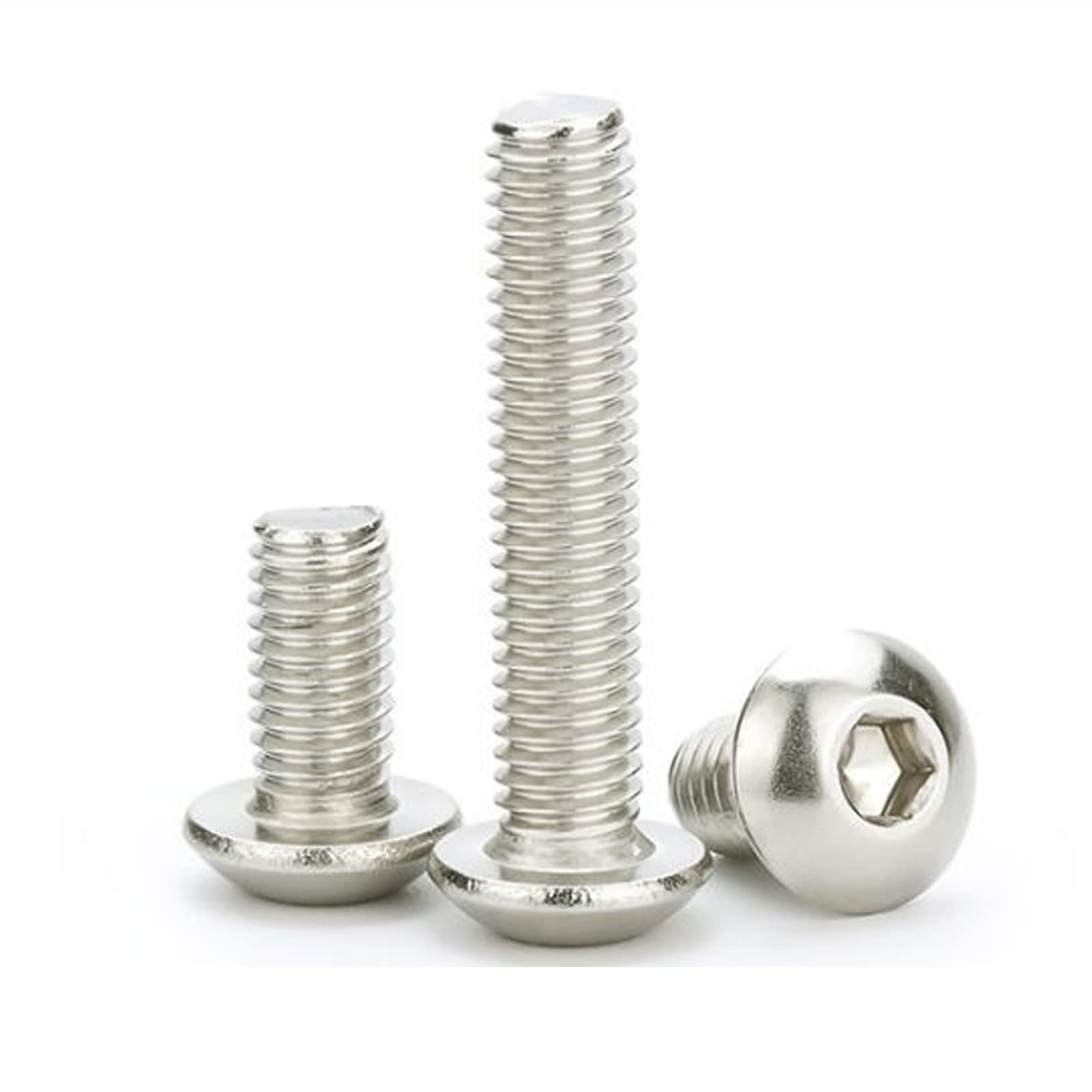 M2.5-0.45 x 25mm Button Head Socket Cap Screws, Stainless Steel 304, Full Thread, Allen Socket Drive, Heavy Duty Machine Hexagon Screw Drive 100 PCS
