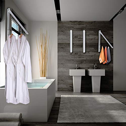 Ithywat Clothes Drying Rack,Wall Mounted Clothes Hanging Rack,Retractable Folding Hanger,Laundry Room Organization,Drying Racks for Laundry,Bathroom,Garage,Indoor&Outdoor Aluminum1pcs
