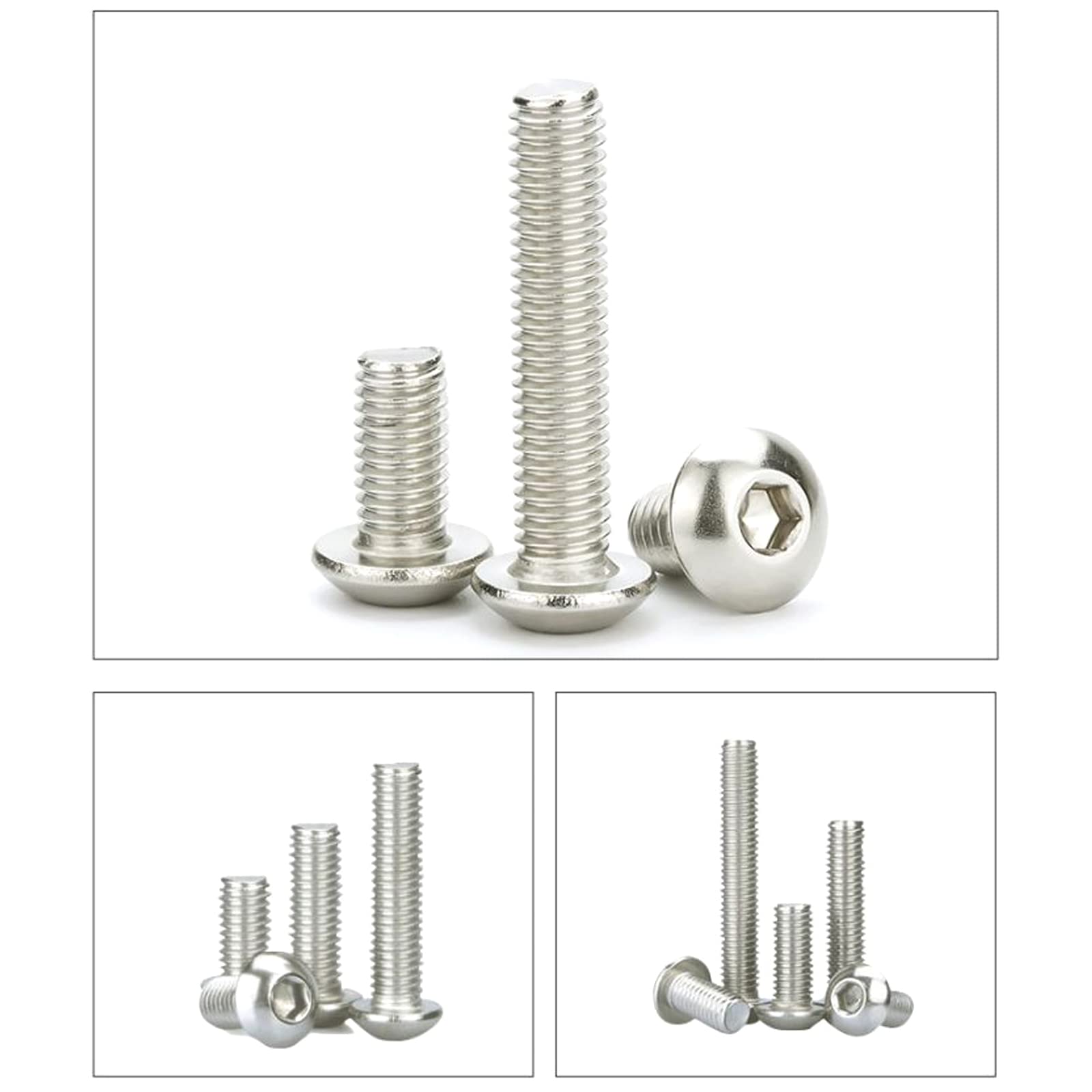 M2.5-0.45 x 25mm Button Head Socket Cap Screws, Stainless Steel 304, Full Thread, Allen Socket Drive, Heavy Duty Machine Hexagon Screw Drive 100 PCS