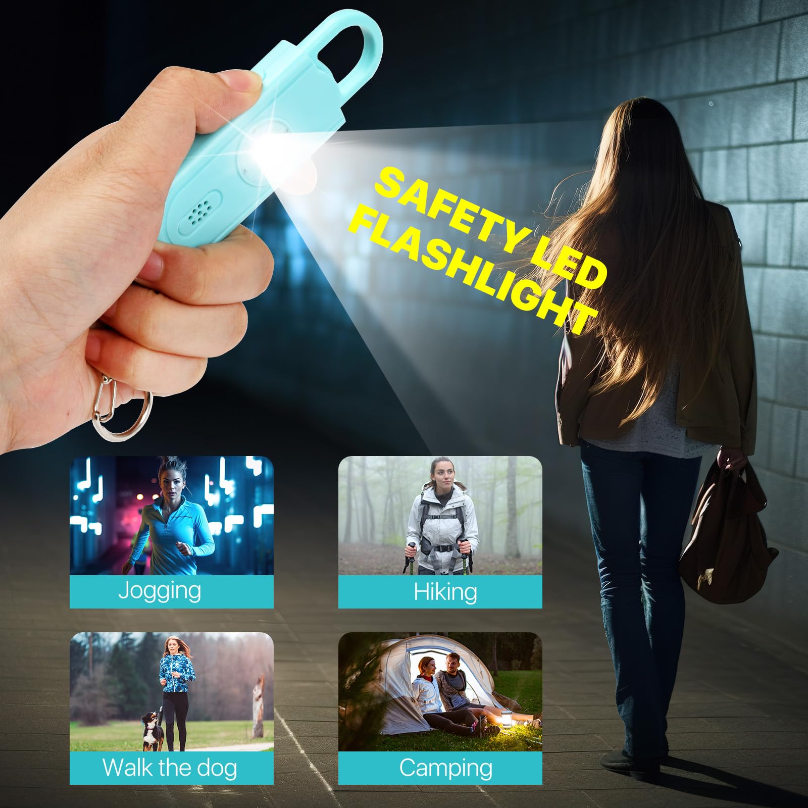 Personal Safety Alarm for Women Girls, 130dB Loud Siren with Key Chain, SOS Strobe Light, Flashlight Help Kids, Elders, Students Emergency Call, Back to School Gift Idea for Self Defense Devices