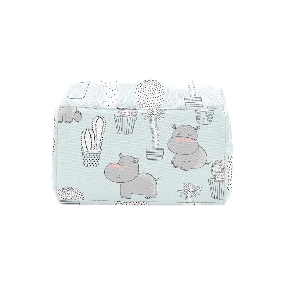 SunFancy Personalized Cactus and Hippos Diaper Backpack with Name Text Large Capacity Custom Multi-Function Bag Unisex Travel Backpack for Mom Dad Boy Girl, 10.83 in L x 6.69 in W x 15 in H, Option