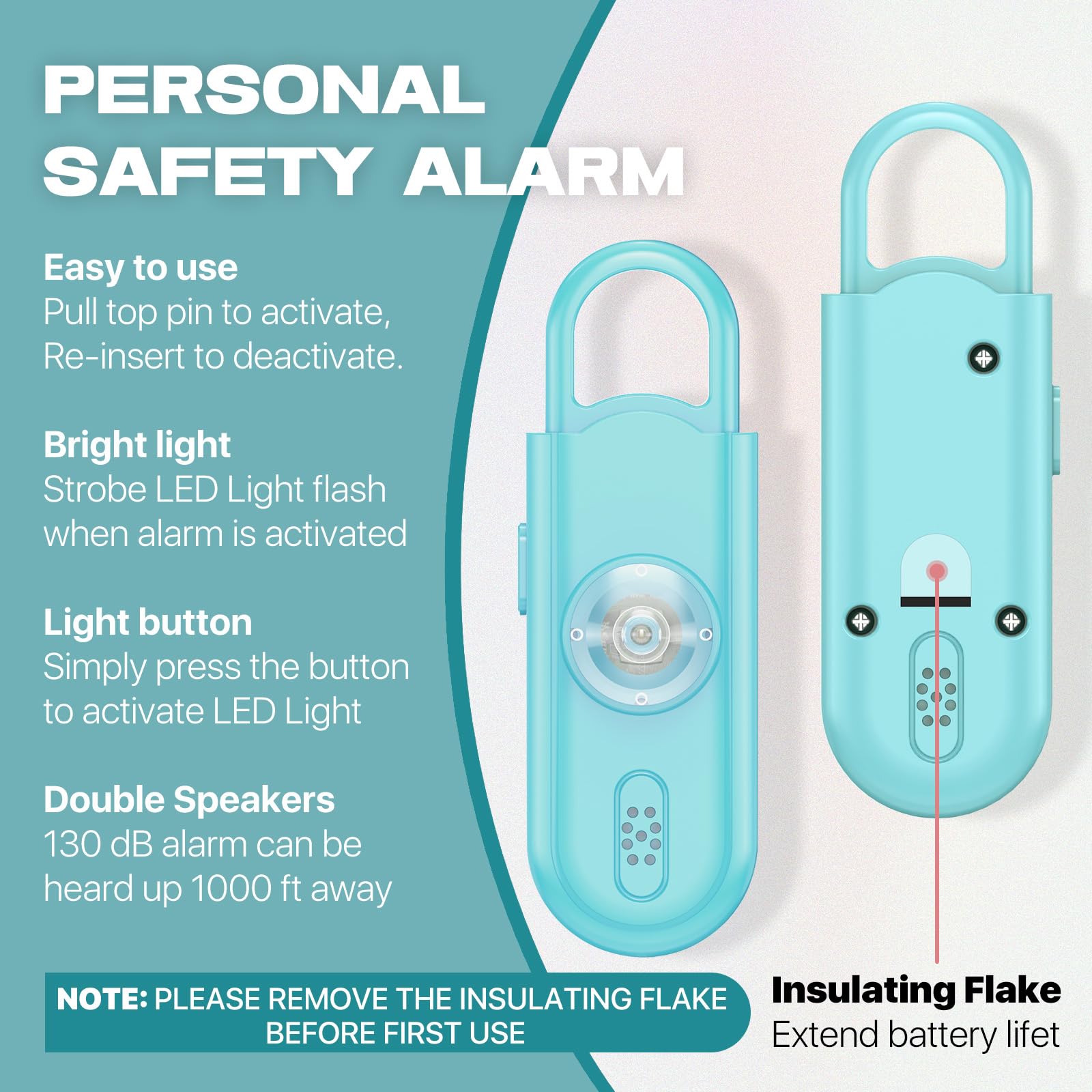 Personal Safety Alarm for Women Girls, 130dB Loud Siren with Key Chain, SOS Strobe Light, Flashlight Help Kids, Elders, Students Emergency Call, Back to School Gift Idea for Self Defense Devices
