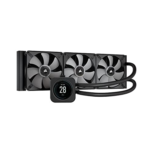 CORSAIR iCUE H150i ELITE LCD Display Liquid CPU Cooler-Custom IPS LCD Screen-48 Dynamic RGB LEDs-120mm Fans-360mm Radiator-COMMANDER CORE Smart Lighting Controller