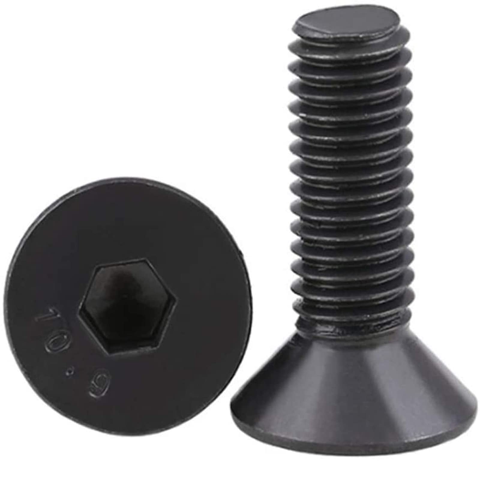 M4-0.7 x 8mm Flat Head Socket Cap Screws,Alloy Steel Grade 10.9, DIN 7991,Black Oxide, Allen Hex Drive,Hex Socket Drive, Fully Thread 100 Pcs