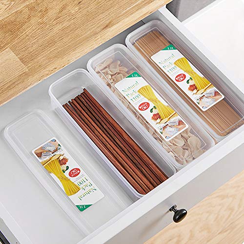 RAYNAG 2 Pack Pasta Containers Storage Spaghetti Noodles for Refrigerator/Pantry Airtight Spaghetti Keeper Box Clear Plastic Rectangular Pasta Horizontal Storage Canister