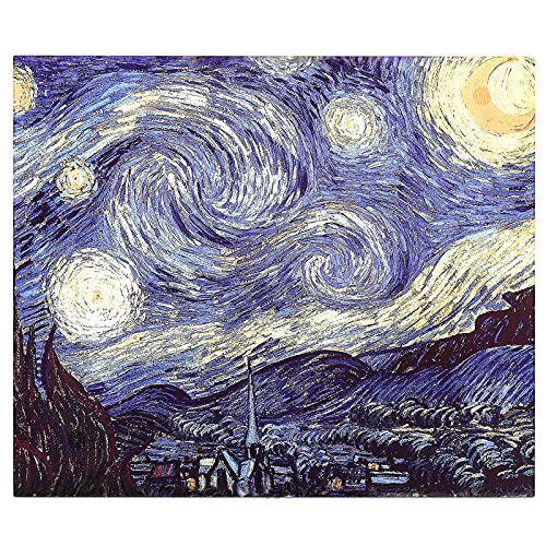 Menesia Tempered Glass Cutting Board for Kitchen, Van Gogh Design Blue Starry, Large Heat Resistant Cutting Boards, Dishwasher Safe Chopping Board(Large 12x14inch)