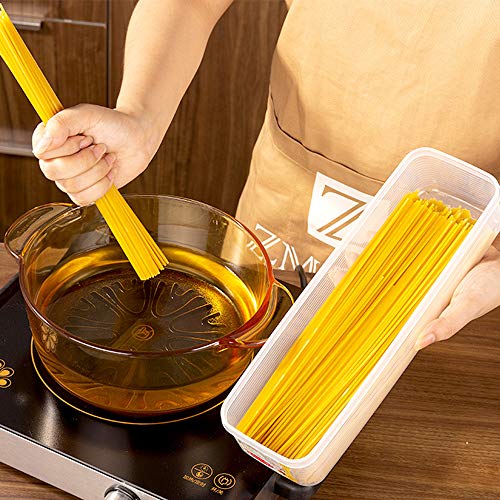 RAYNAG 2 Pack Pasta Containers Storage Spaghetti Noodles for Refrigerator/Pantry Airtight Spaghetti Keeper Box Clear Plastic Rectangular Pasta Horizontal Storage Canister