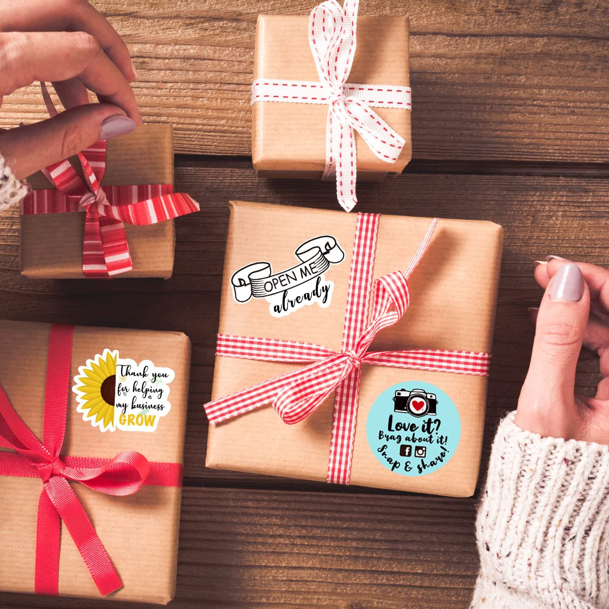 Open Me Already Stickers,Thank You Stickers,Handmade Stickers,Small Shop Stickers,Envelopes Stickers for Small Business, Online Retailers,Handmade Goods,500 Labels Per Roll-Black White