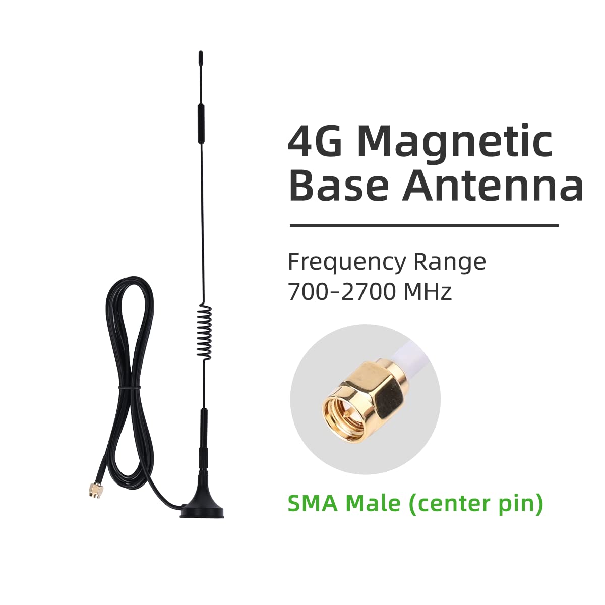 4G LTE Antenna 3.5 dBi Magnetic Base Cellular Antenna, SMA Male,1.5 Meters; Compatible with 4G LTE Wireless Router Hotspot Cellular Gateway Trail/Game/Outdoor Security Camera