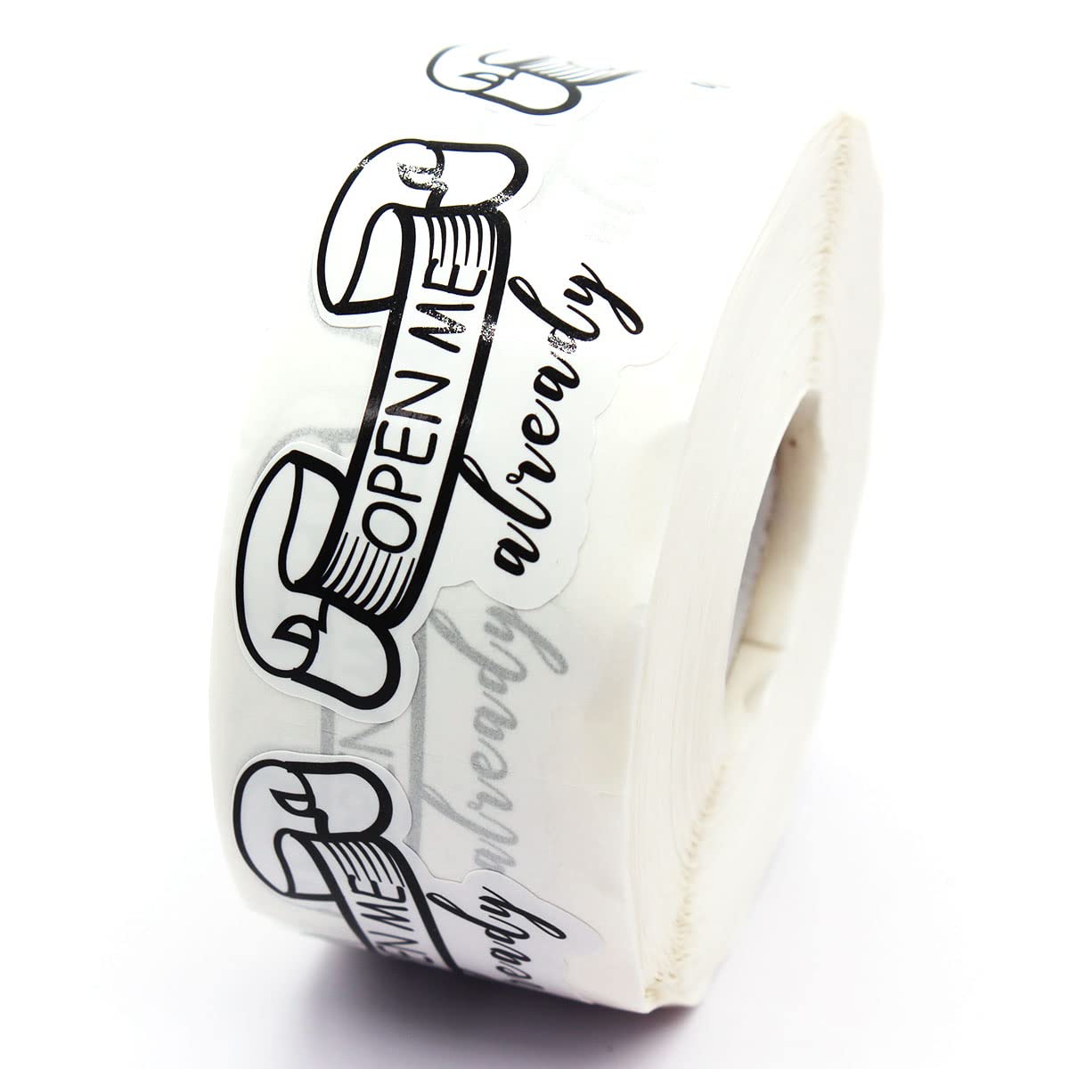 Open Me Already Stickers,Thank You Stickers,Handmade Stickers,Small Shop Stickers,Envelopes Stickers for Small Business, Online Retailers,Handmade Goods,500 Labels Per Roll-Black White