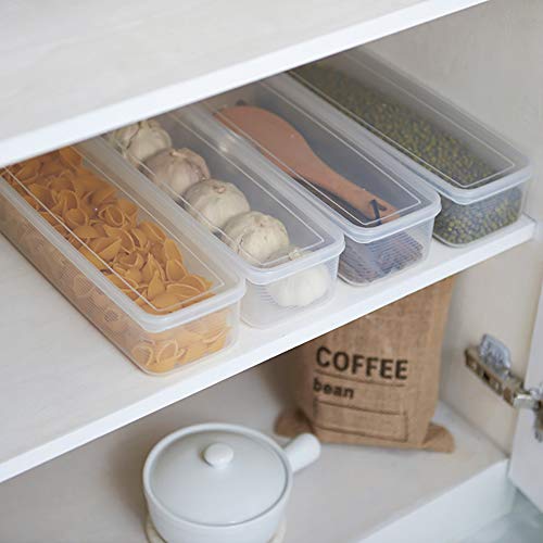 RAYNAG 2 Pack Pasta Containers Storage Spaghetti Noodles for Refrigerator/Pantry Airtight Spaghetti Keeper Box Clear Plastic Rectangular Pasta Horizontal Storage Canister