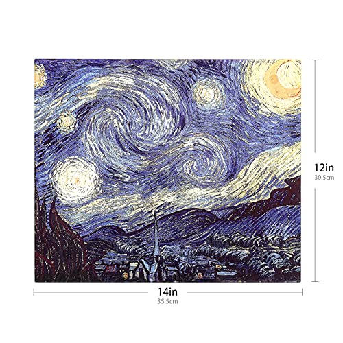Menesia Tempered Glass Cutting Board for Kitchen, Van Gogh Design Blue Starry, Large Heat Resistant Cutting Boards, Dishwasher Safe Chopping Board(Large 12x14inch)