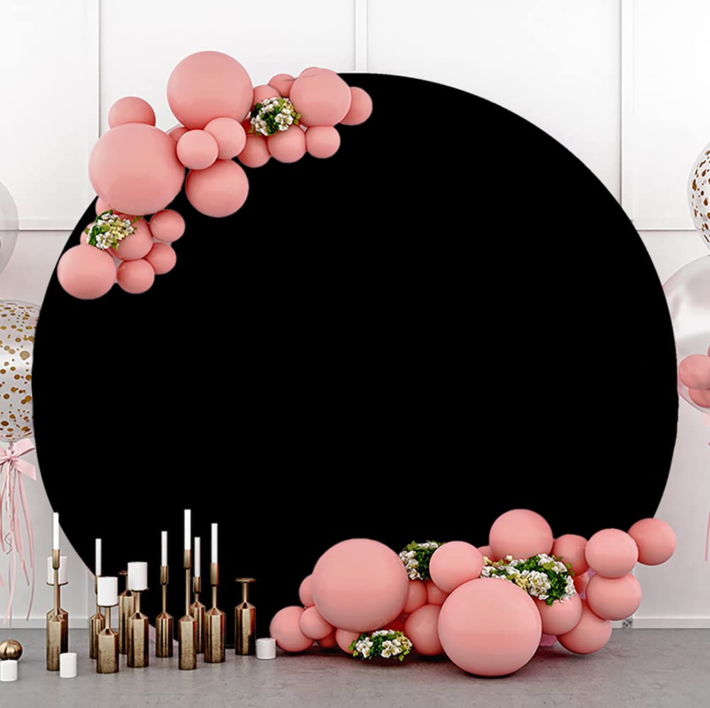 Leowefowa Pure Black Round Backdrop Cover 7.5ft Polyester Black Photo Backdrop Black Backdrops for Photography Circle Arch Backdrop Stand Cover Birthday Wedding Baby Shower Bridal Shower Photo Props
