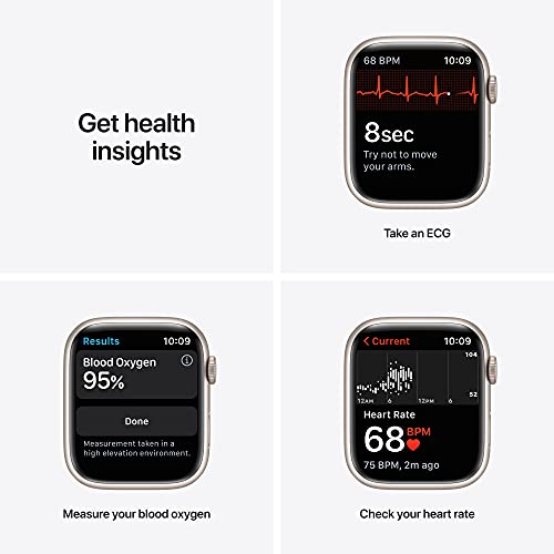 Apple Watch Series 7 [GPS 45mm] Smart Watch w/Starlight Aluminum Case with Starlight Sport Band. Fitness Tracker, Blood Oxygen & ECG Apps, Always-On Retina Display, Water Resistant