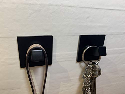 Generic Model Square,Towel Hooks Pack of 4 Towel Holder Wall Hooks Self-Adhesive Hooks Made of Stainless Steel No Drilling Rustproof Ideal for Bathroom Toilet Kitchen Office Matte Black