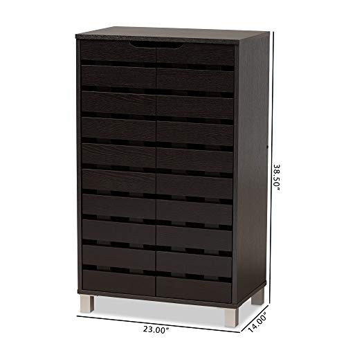 Baxton Studio Ernest Shoe Cabinets, Dark Brown/Grey