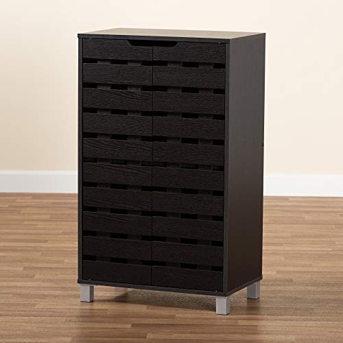 Baxton Studio Ernest Shoe Cabinets, Dark Brown/Grey
