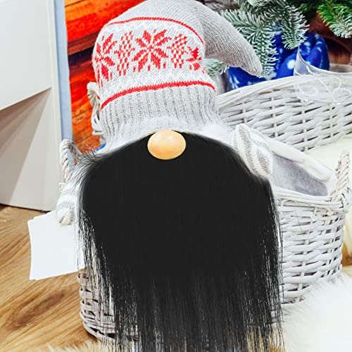 Juinte 12 Pcs Gnome Beards for Crafting Faux Fur Fabric Precut Gnomes Beards Handmade Dwarf Beard 20 Pcs Unfinished Wooden Balls for Xmas Decor