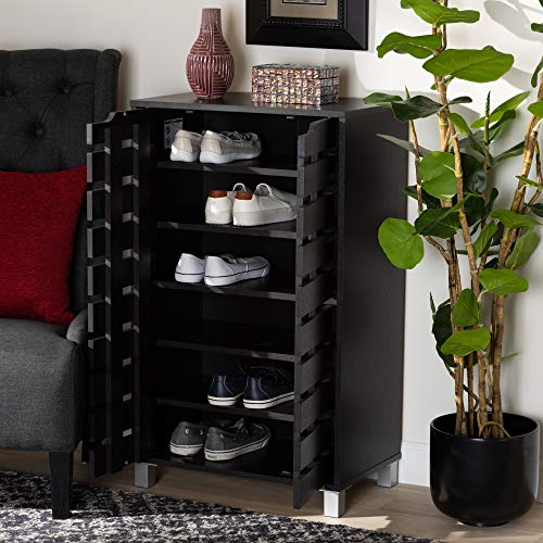 Baxton Studio Ernest Shoe Cabinets, Dark Brown/Grey