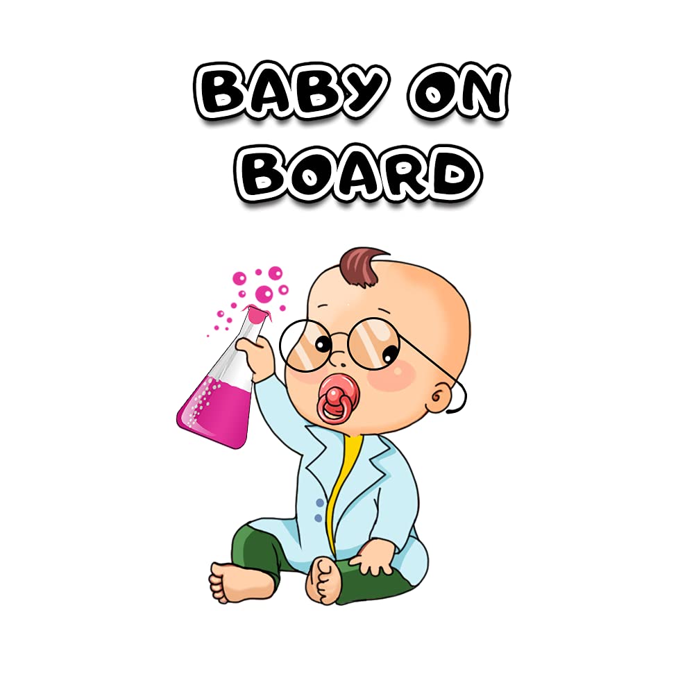 The Real of Oz-Cute Baby On Board - for Car Window No Residue Water Proof UV Resistant (Scientist)