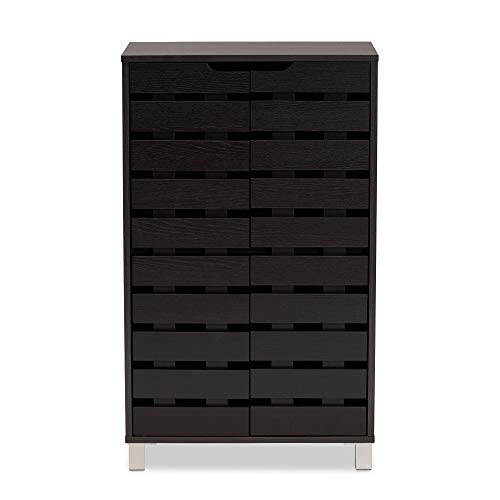 Baxton Studio Ernest Shoe Cabinets, Dark Brown/Grey