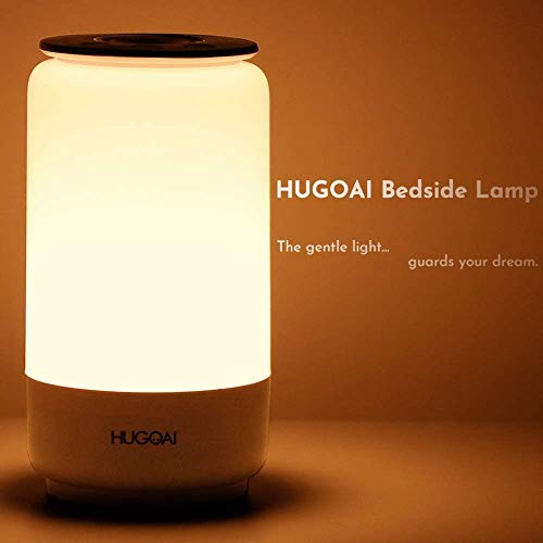 LED Lamps for Bedroom, HUGOAI Bedside Lamp, Tunable Warm to Cool White Lights, Dimmable Brightness and RGB Color Changing LED Table Lamps, Night Light Mode, White