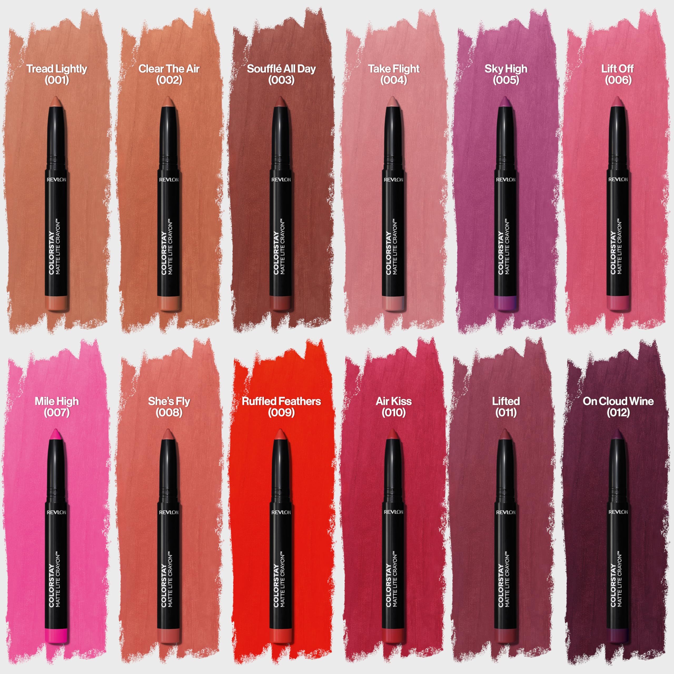 REVLON ColorStay Matte Lite Crayon Lipstick with Built-in Sharpener, Smudge-proof, Water-Resistant Non-Drying Lipcolor, 011 Lifted, 0.049 oz