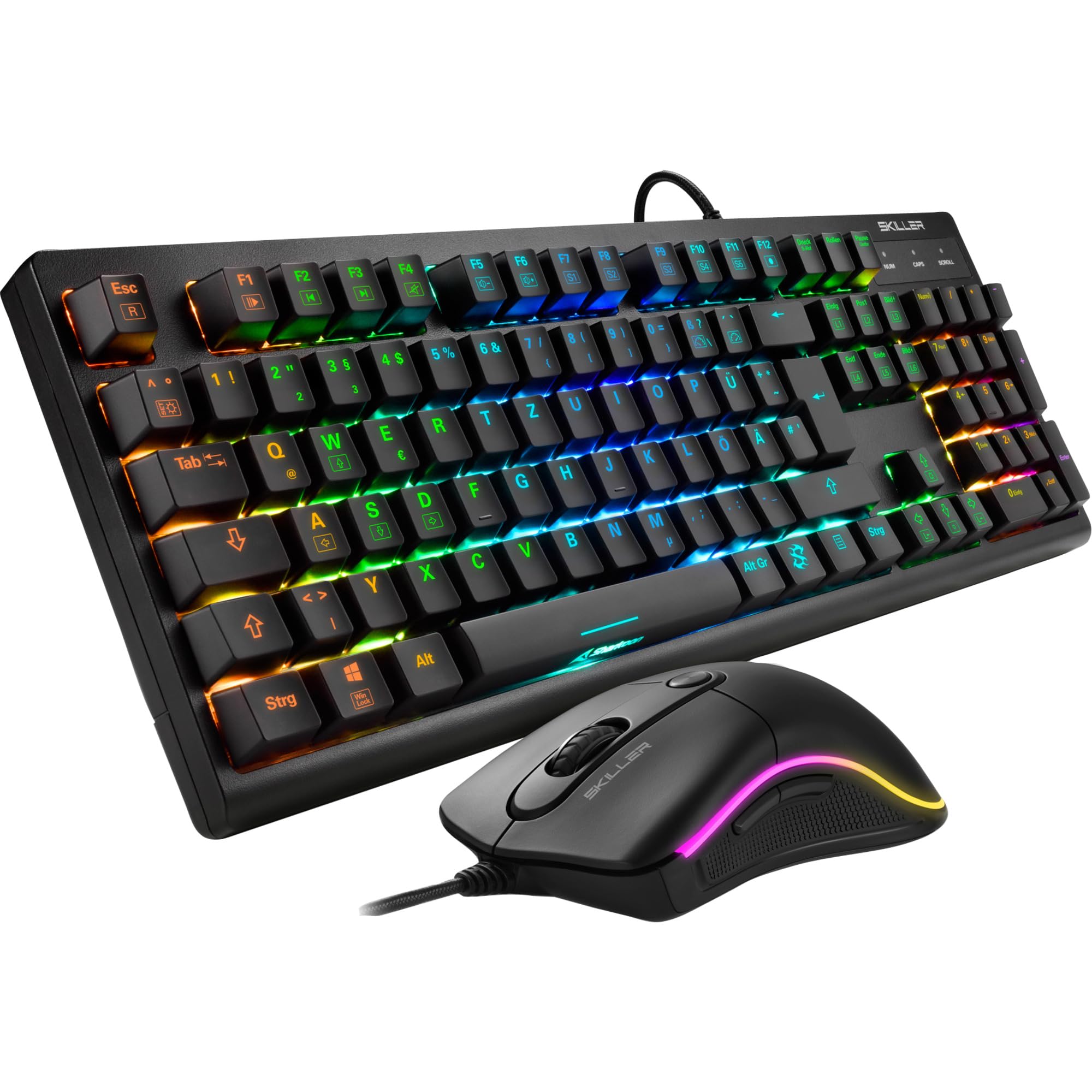 Sharkoon Skiller SGB30 Red Gaming Set, Skiller SGK30 Mechanical Gaming Keyboard with Red Switches Plus Skiller SGM2 RGB Gaming Mouse