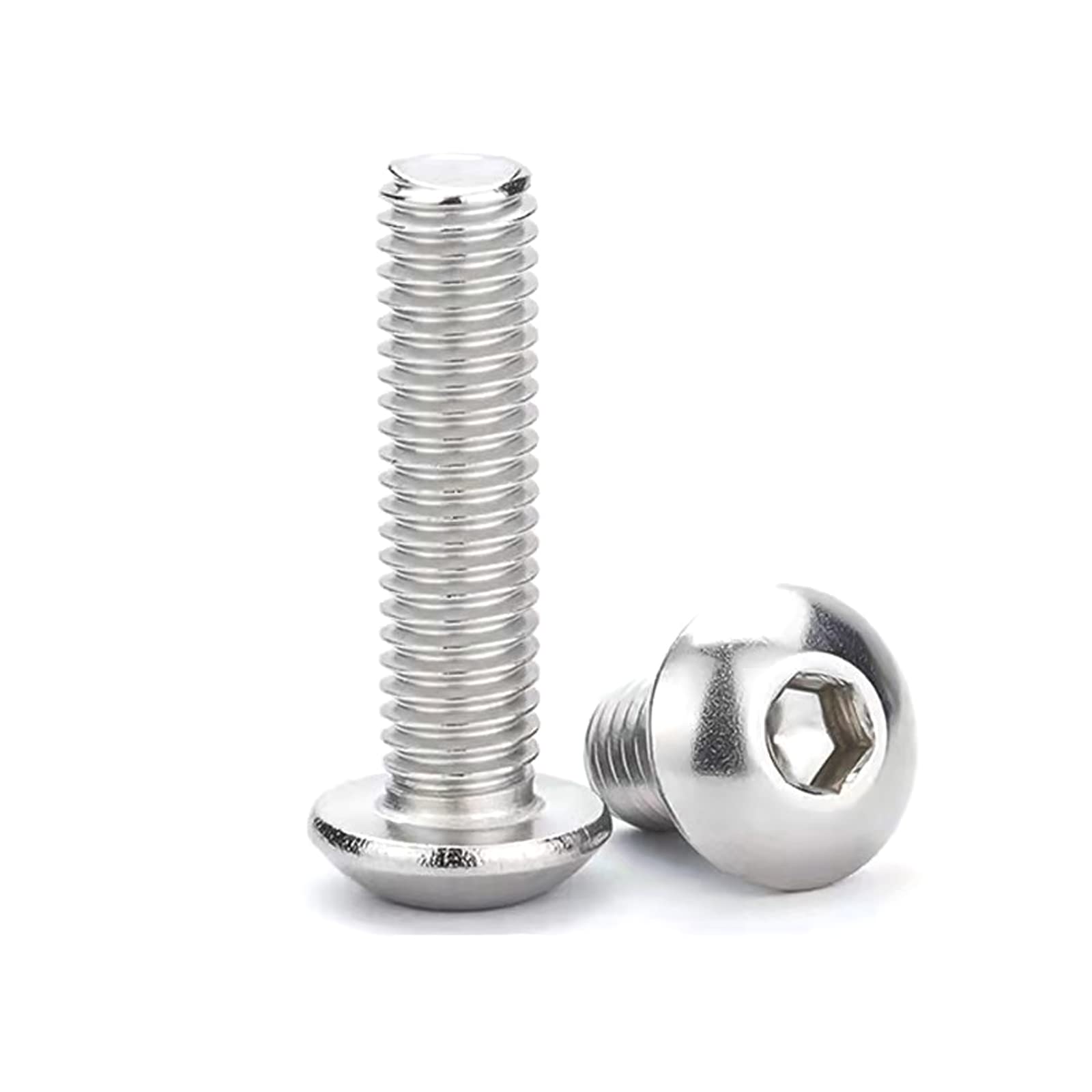 M8-1.25 x 50mm Button Head Socket Cap Screws, Stainless Steel 304, Full Thread, Allen Socket Drive, Heavy Duty Machine Hexagon Screw Drive 10 PCS