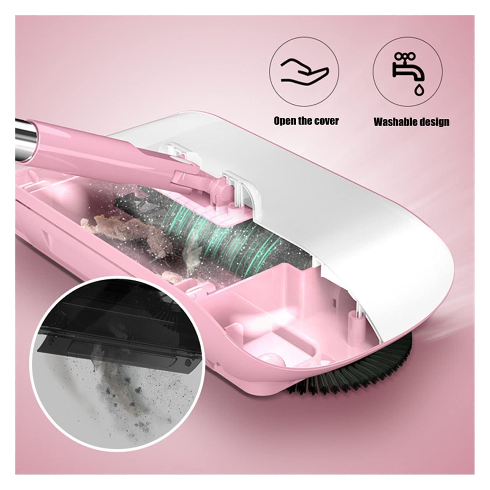 JUSTHENGGUANG Electric Brooms Smart Broom Robot Vacuum Cleaner Floor Home Kitchen Sweeper Mop Sweeping Machine Handle Household Mop For Cleaning Floors Cleaning utensils (Color : Pink within 6 pads)